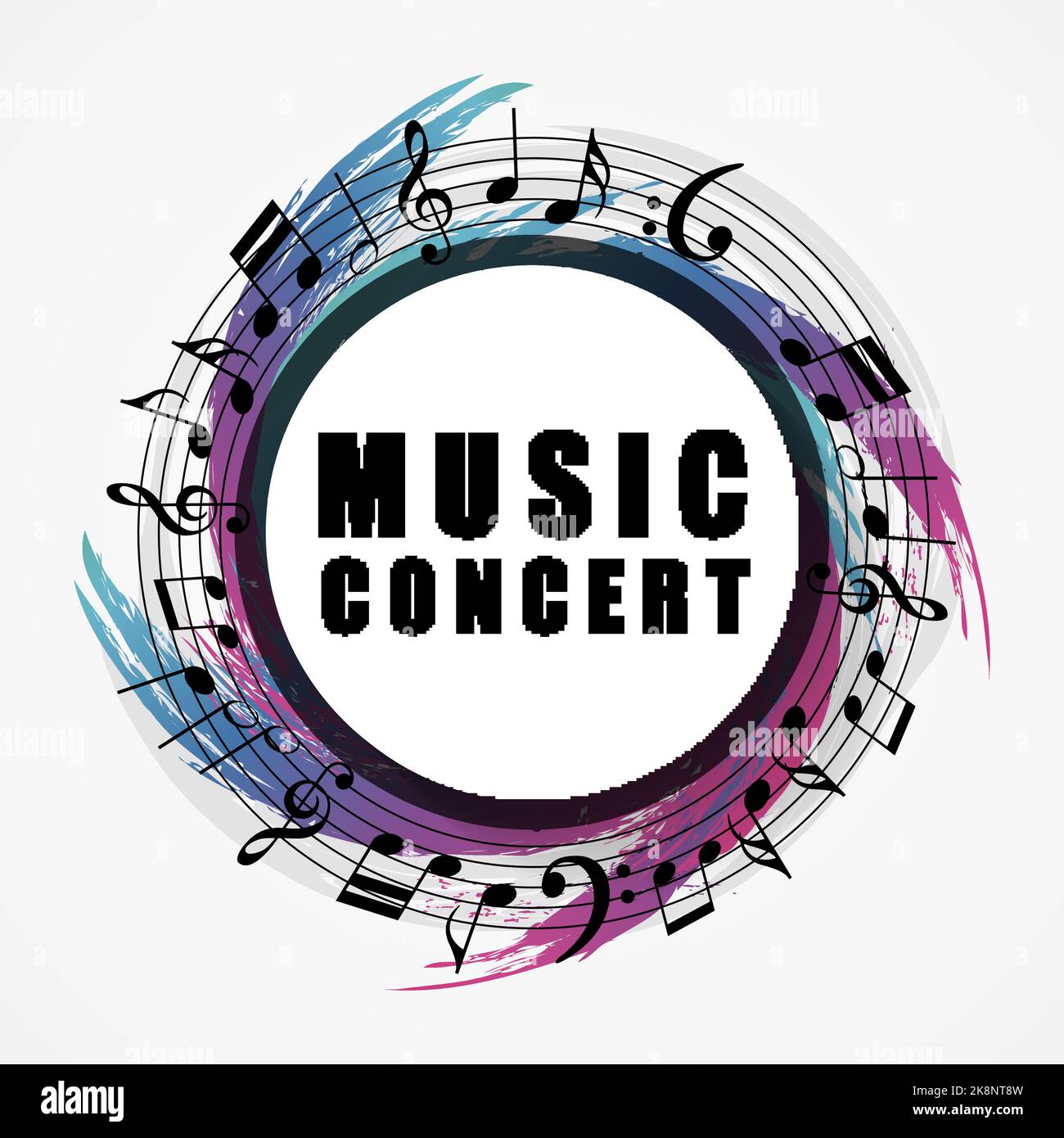 Musical background. Music style round shape frame. Vector illustration ...