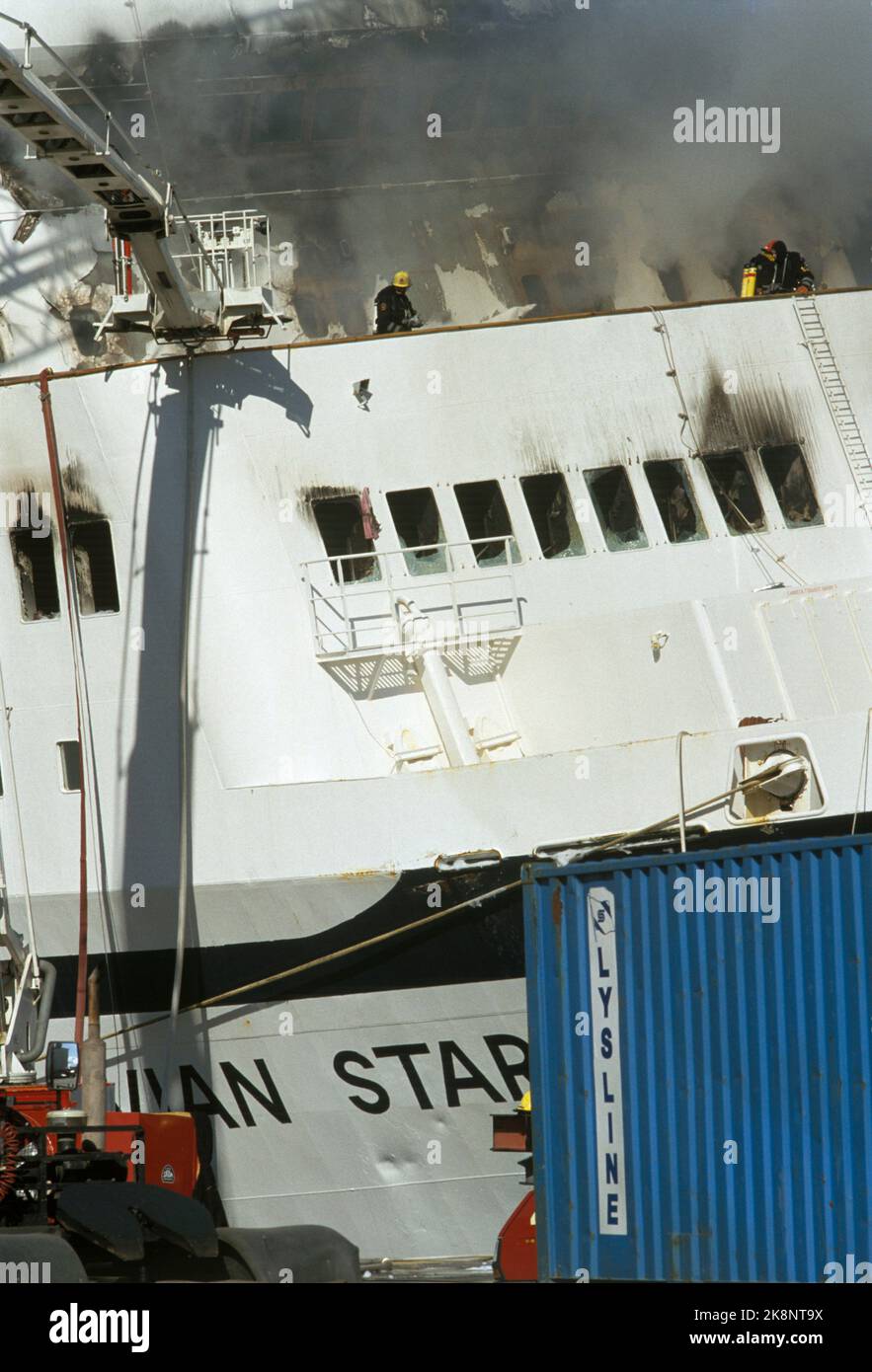 Sweden 19900408 fire on board the passenger ferry hi-res stock ...