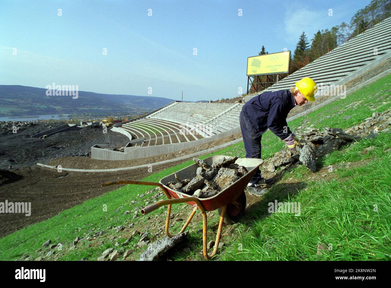 Lillehammer, 19920930: The Olympic facilities for the Winter Olympics at Lillehammer 1994 under ...