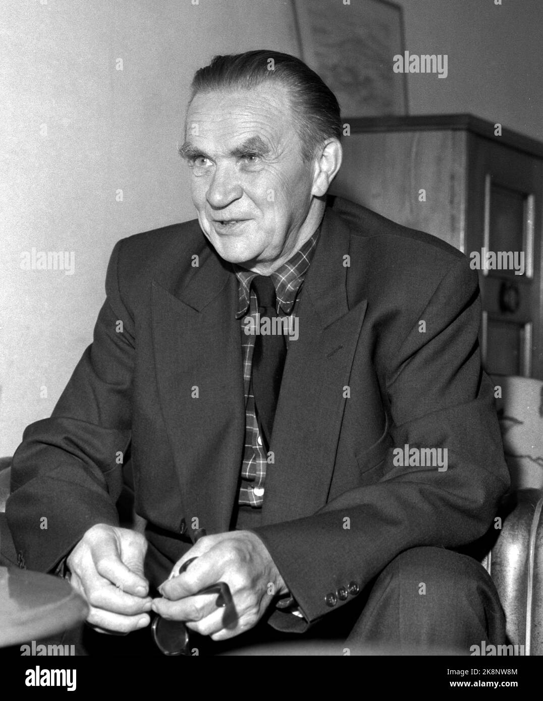 Oslo 195709. Peder Furubotn, former head of the Norwegian Communist ...