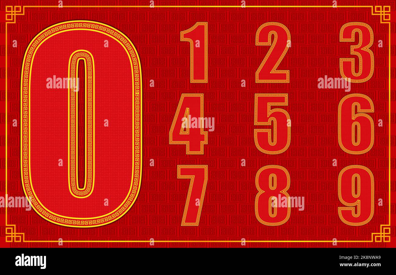 A vector illustration of numbers from 0 to 9 on a red background Stock ...