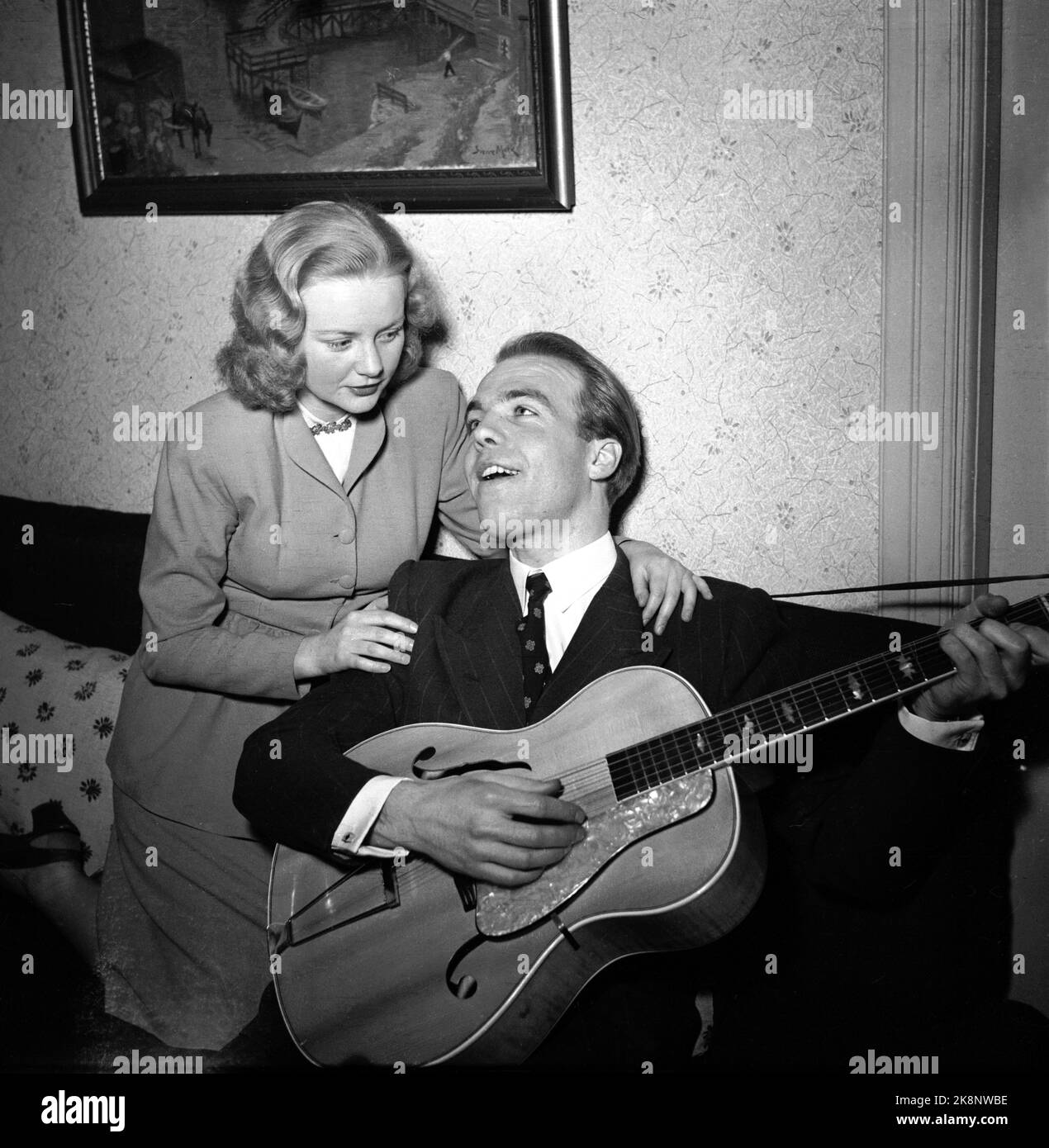 Trondheim 194802 Actors Randi Kolstad and Lasse Kolstad at Trøndelag ...