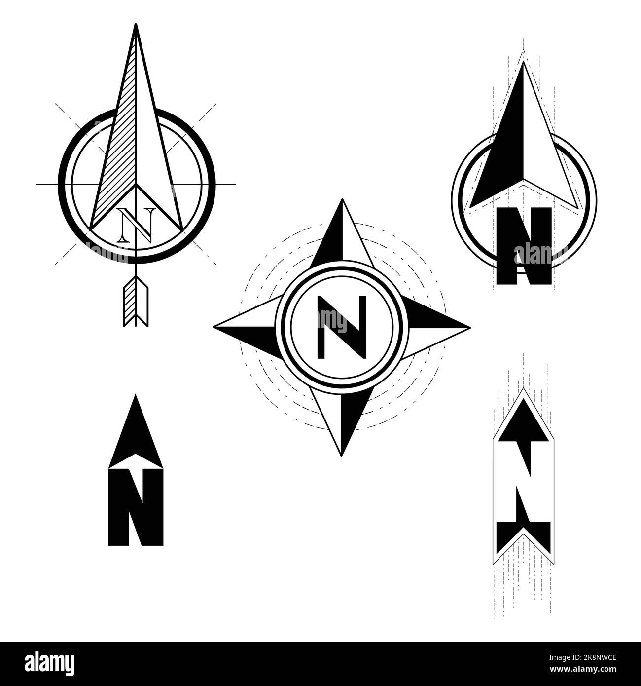 North compass arrows set Stock Vector Image & Art - Alamy