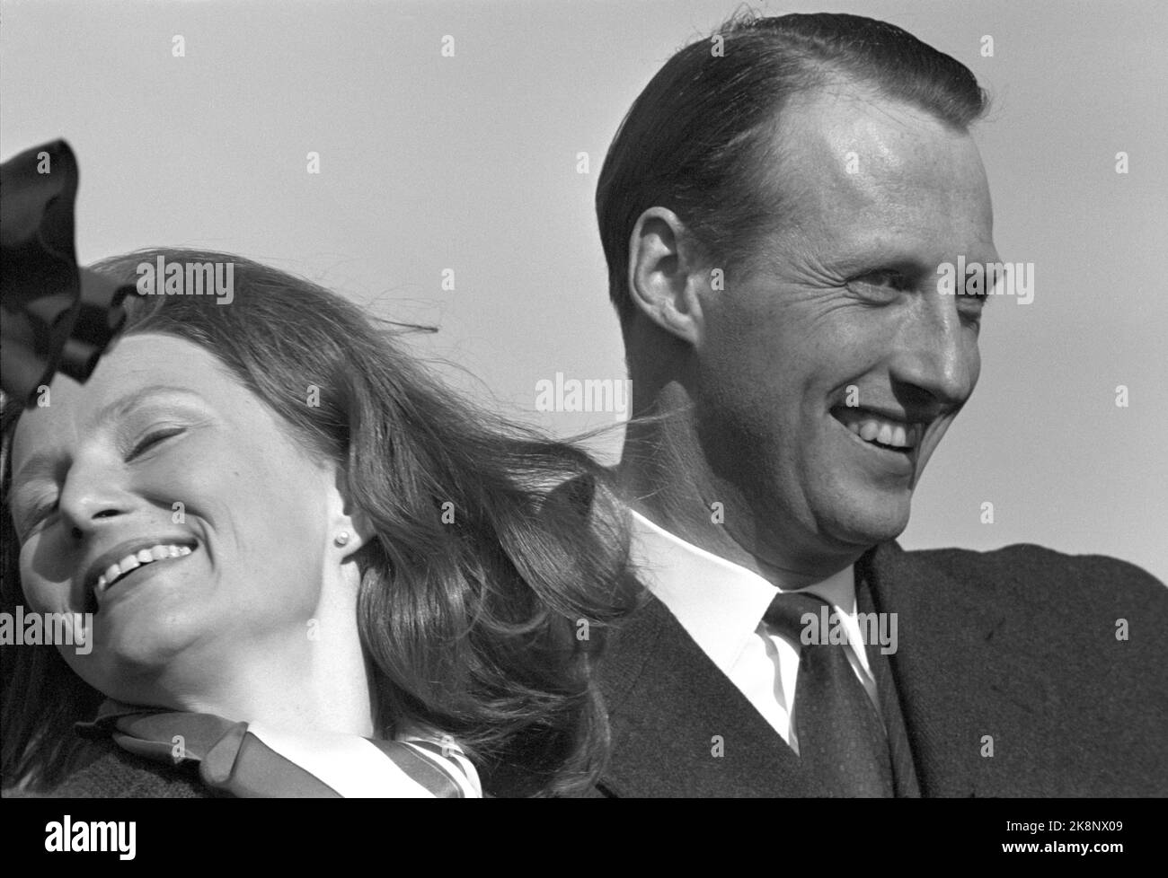 Oslo 1968. Sonja Haraldsen and Crown Prince Harald in Sonja's childhood ...