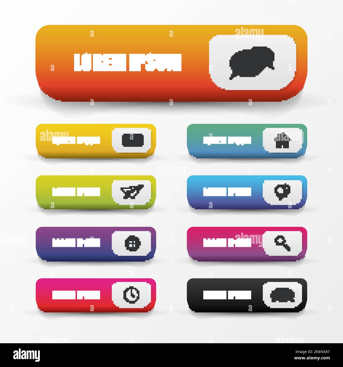 Colorful long round button set. Vector illustration Stock Vector Image & Art - Alamy