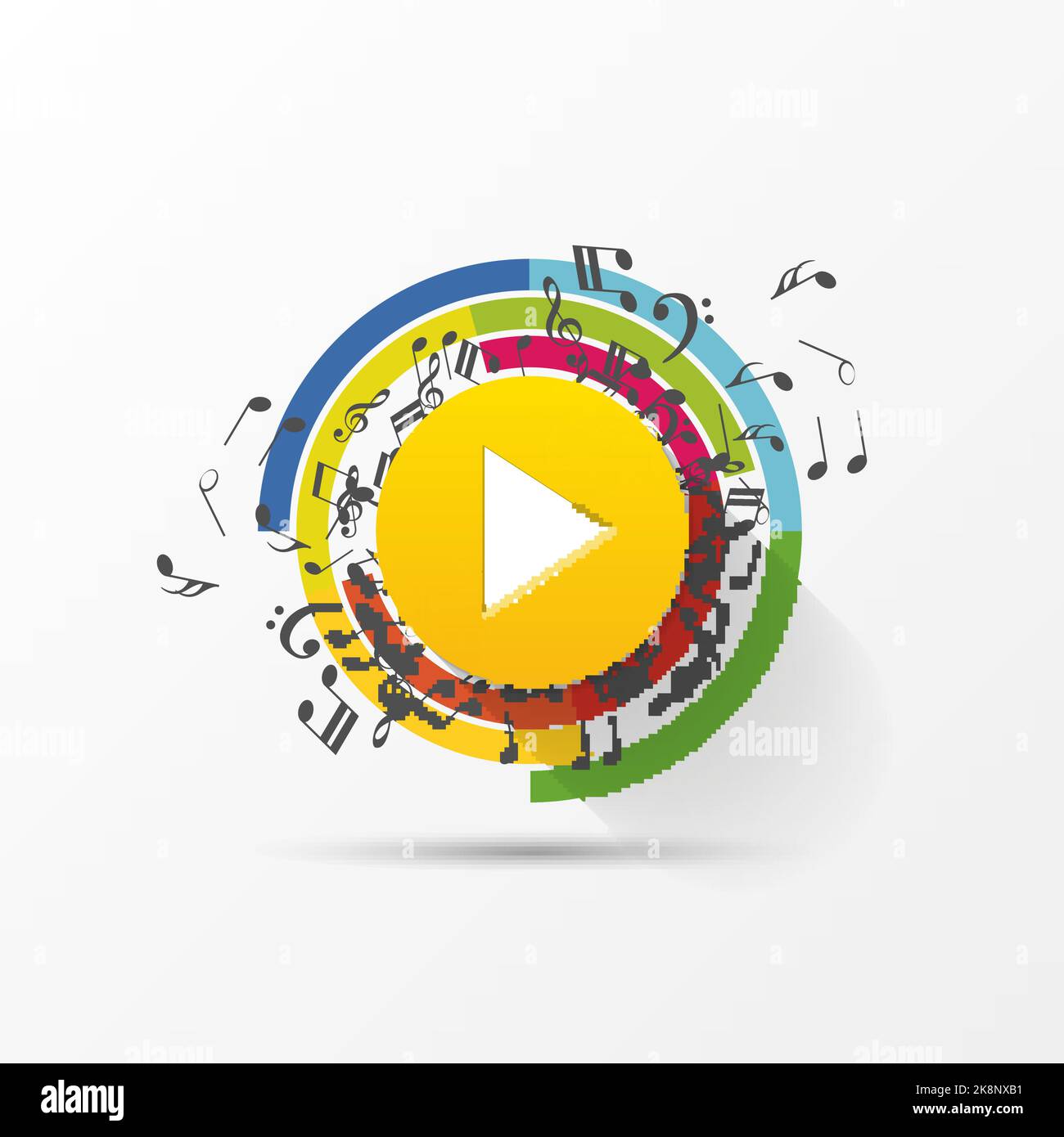 Abstract music play button with note. Vector illustration Stock Vector ...