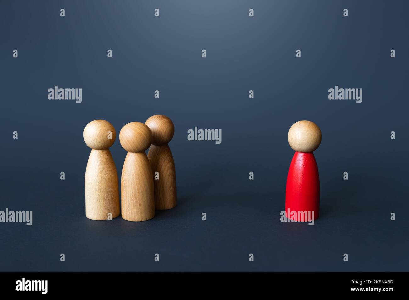 A red man approaches a group of people. Become the leader of the group ...