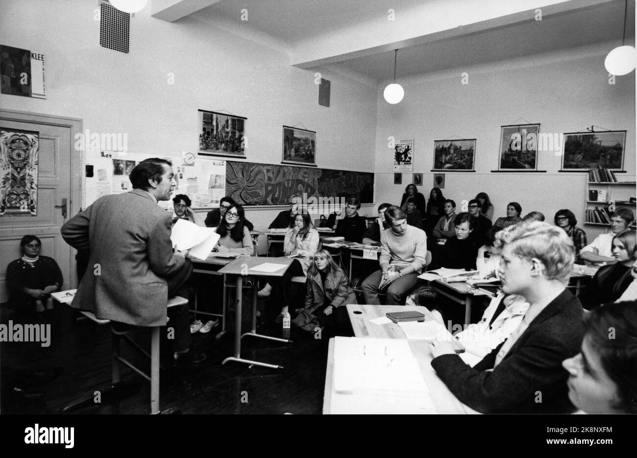 Oslo september 1967 teaching classrooms in high school hi-res stock ...