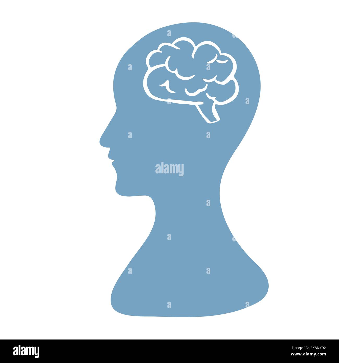 Human brain. Isolated vector icon , profile of a person , a symbol of ...