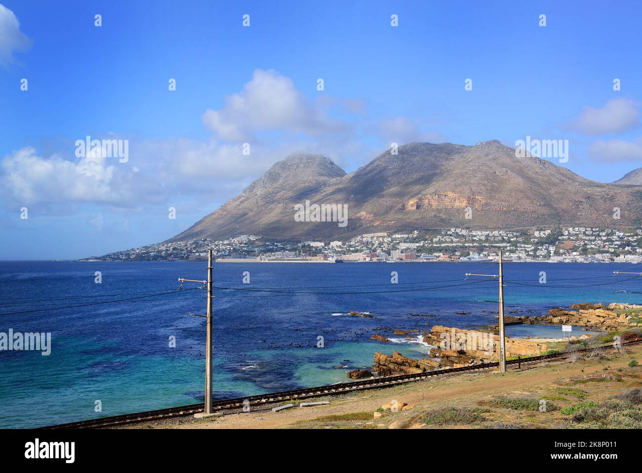 An aerial view of the sunny shore of Simon's Town, South Africa Stock ...