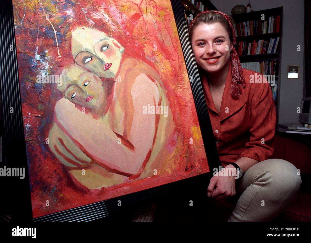 Oslo 199402 silje nergaard in atelier with her artworks hi-res stock ...