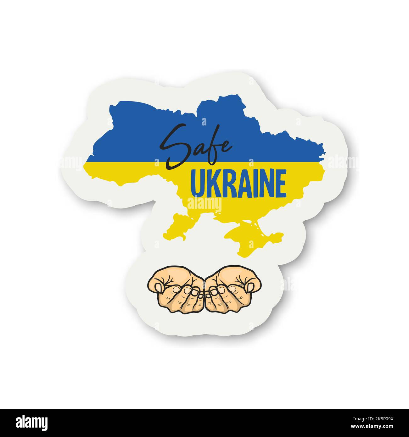 Safe Ukraine. Anti War Call with Plams, Map of Ukraine, Ukrainian Flag ...
