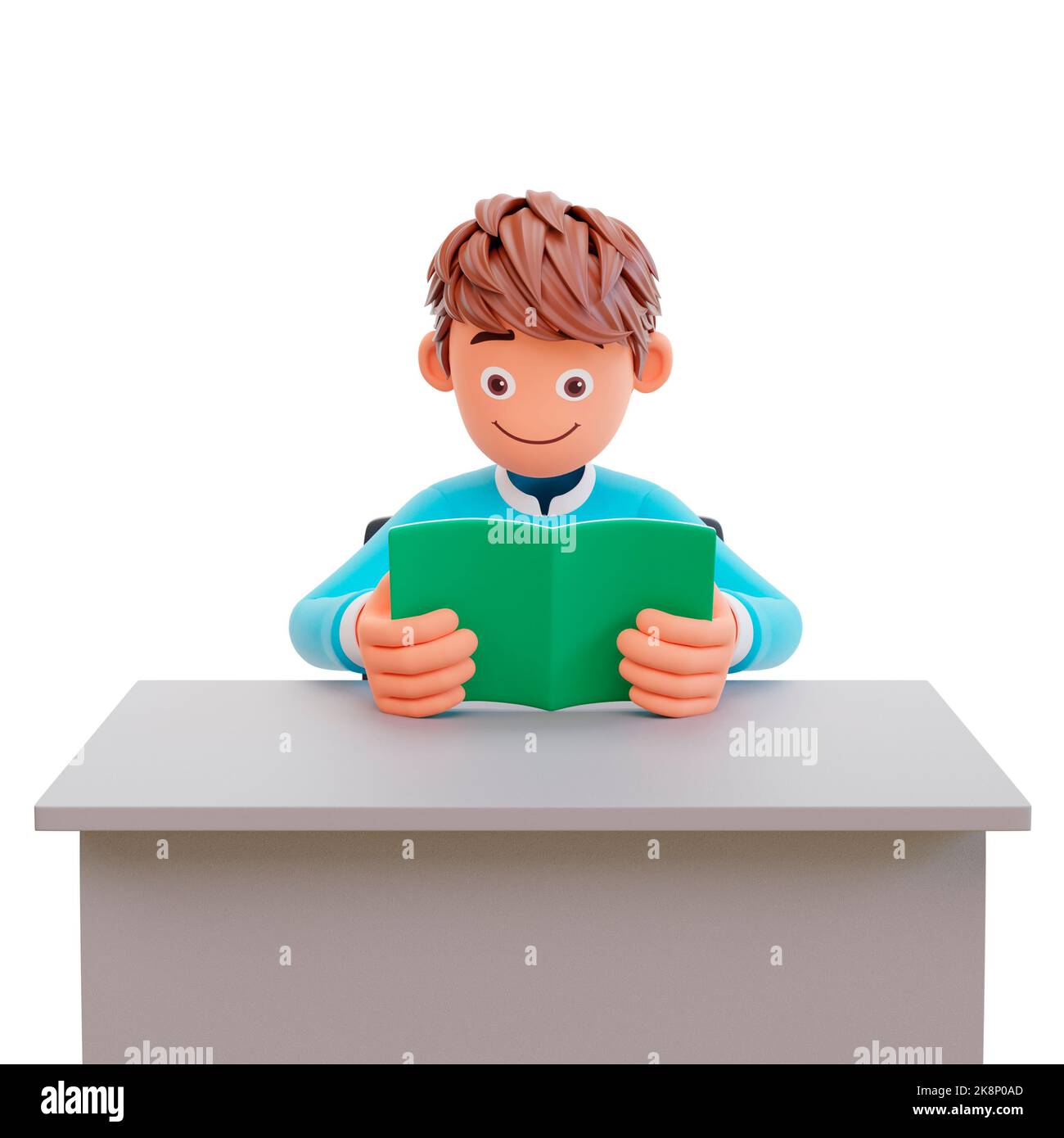 An illustration of a businessman sitting behind a desk isolated on a ...