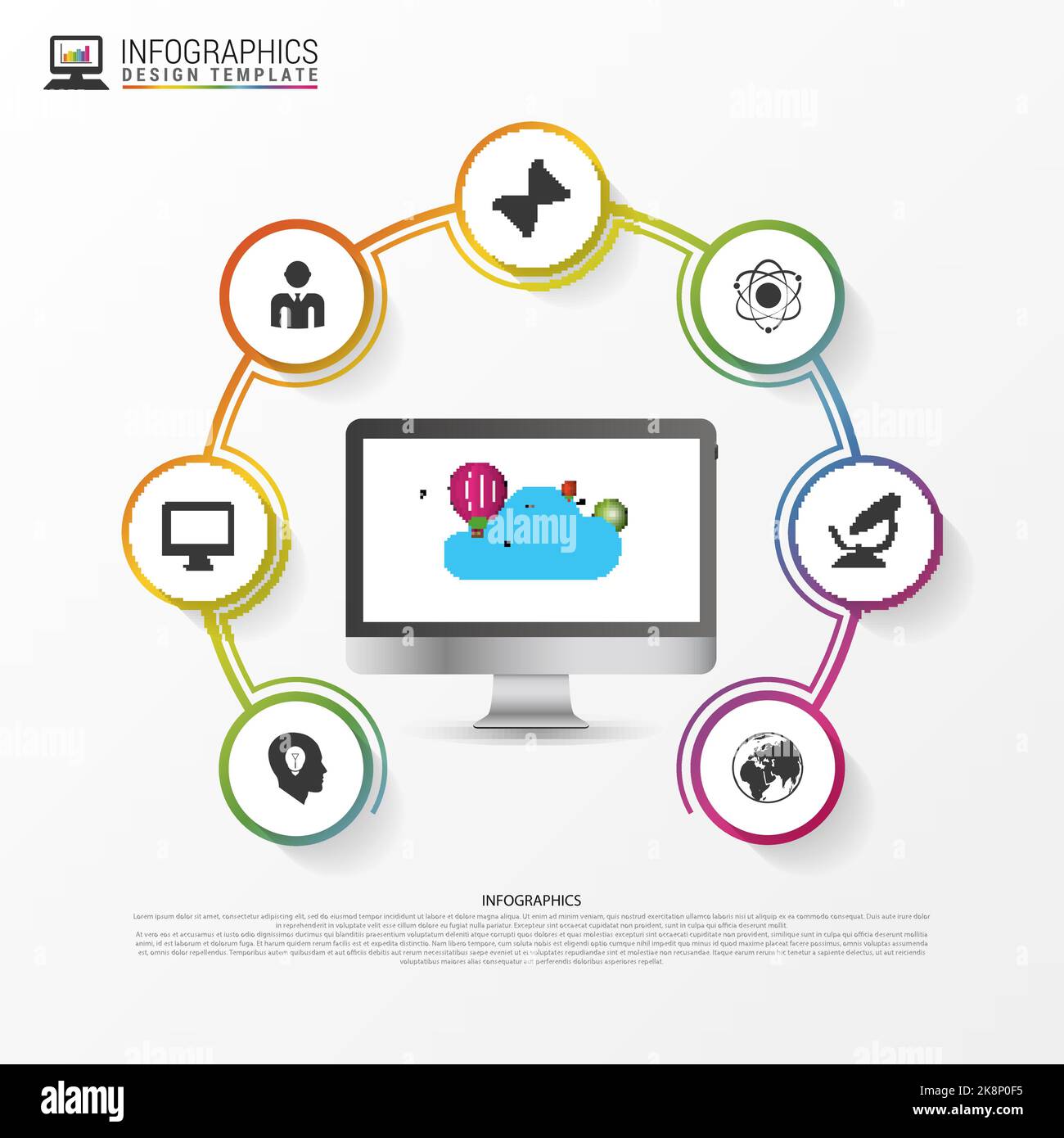 Infographic design template. Cloud with icons. Vector illustration ...