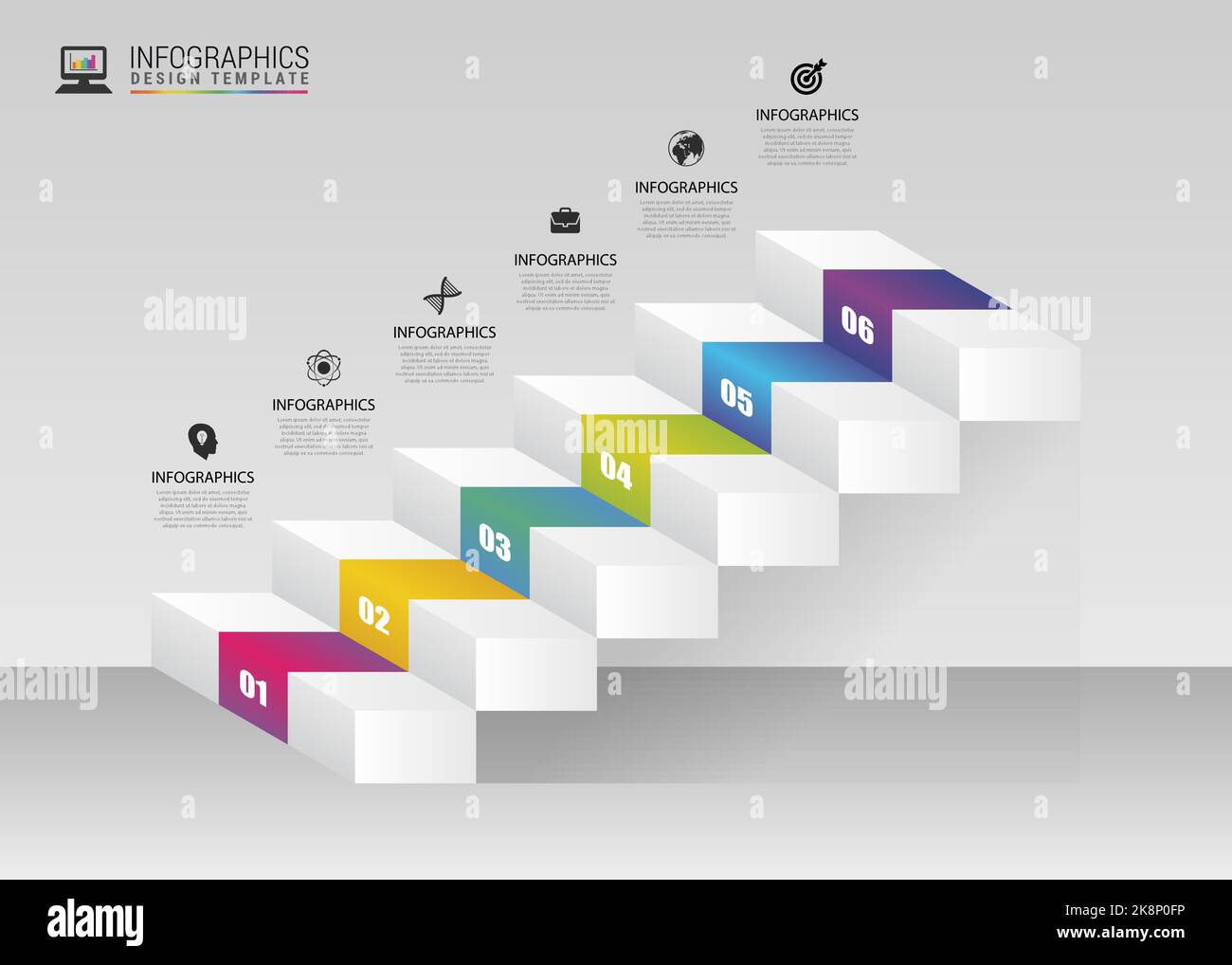 Abstract 3d stairs. Infographic or timeline template. Vector ...