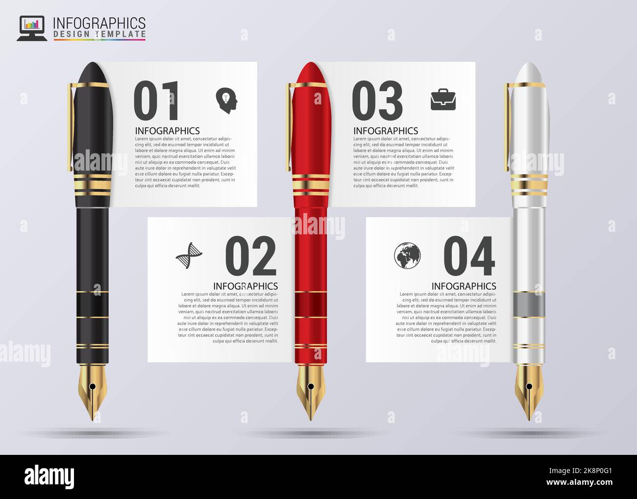 Business infographic design template. Colorful pens. Vector ...