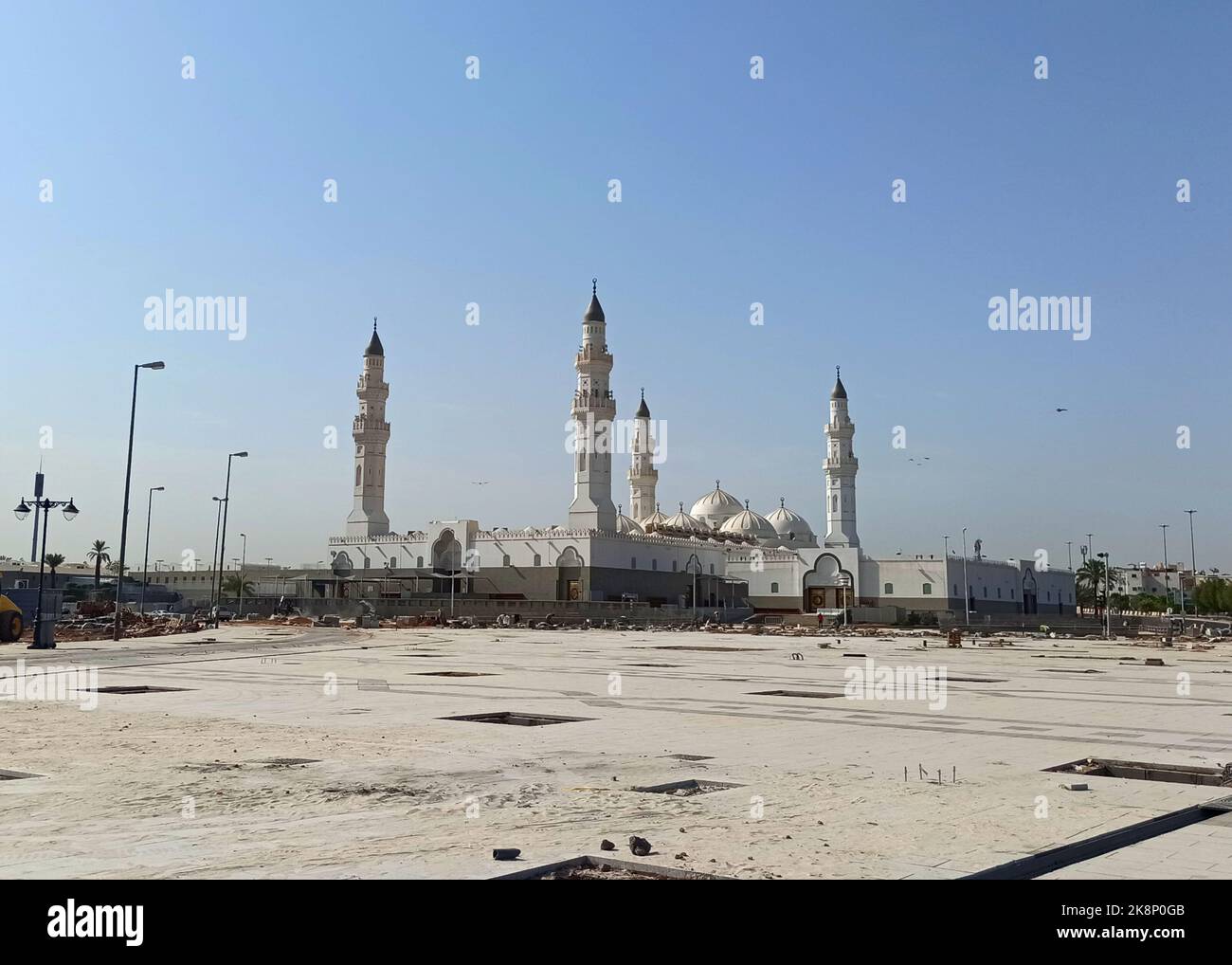 The famous Quba Mosque at sunrise in Madinah, Saudi Arabia Stock Photo ...