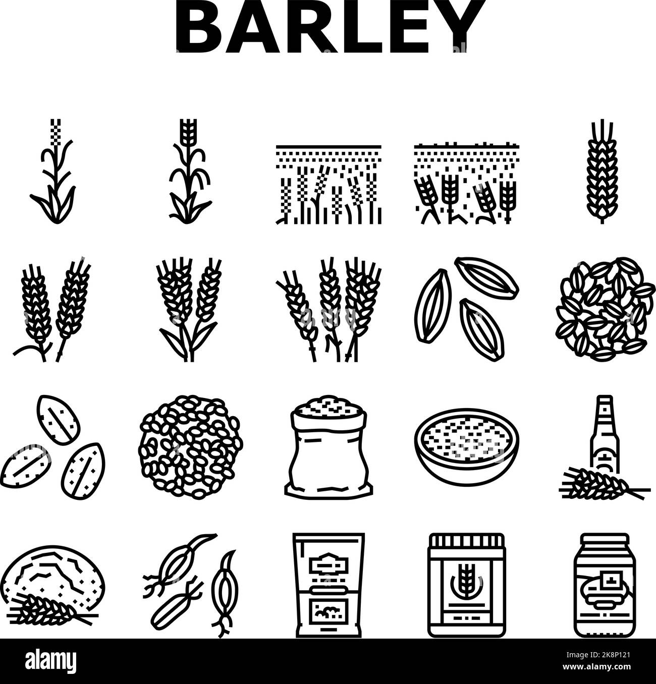 barley cereal grain harvest icons set vector Stock Vector Image & Art ...