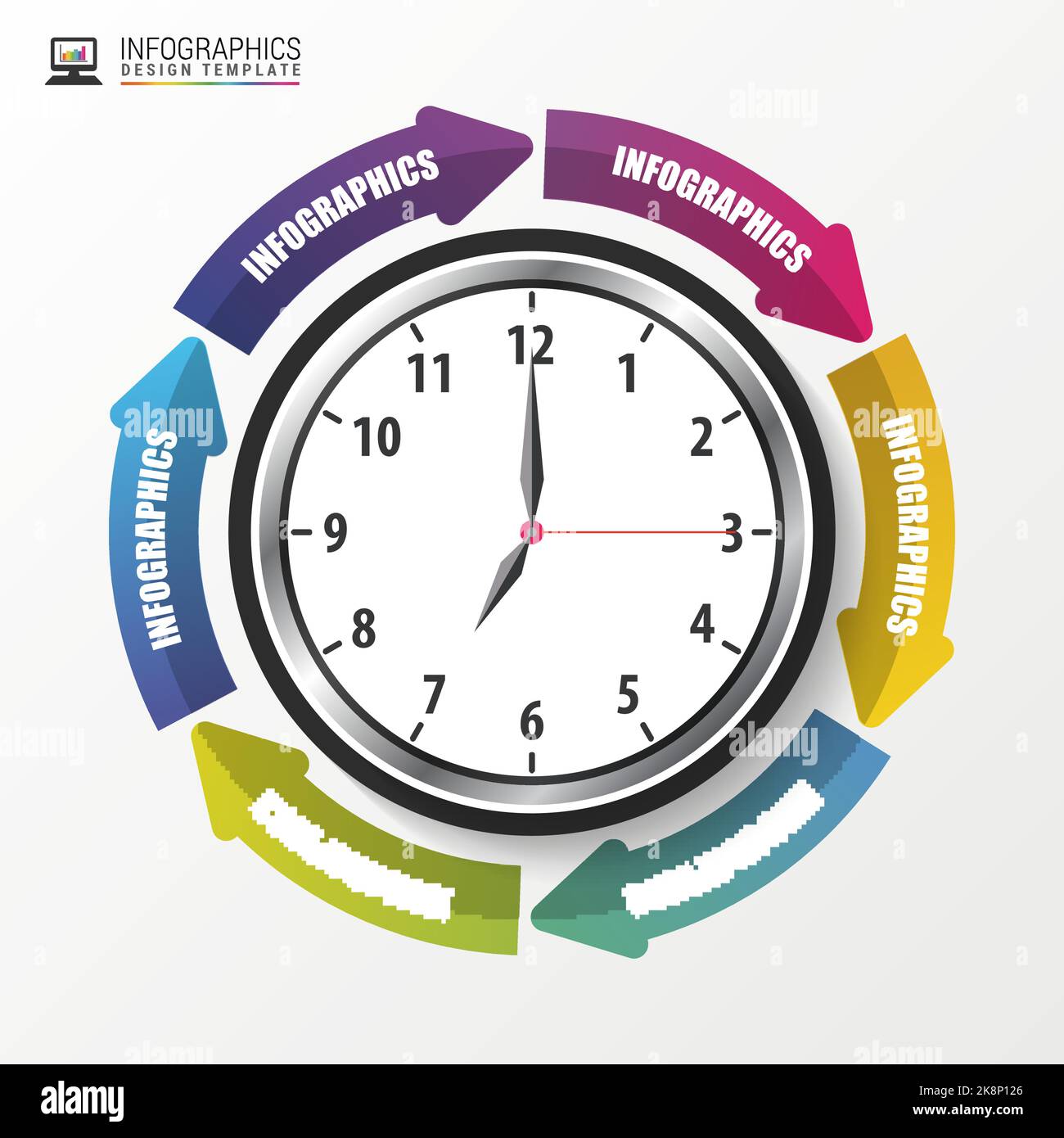 Modern arrow work time management. Infographics template. Vector ...