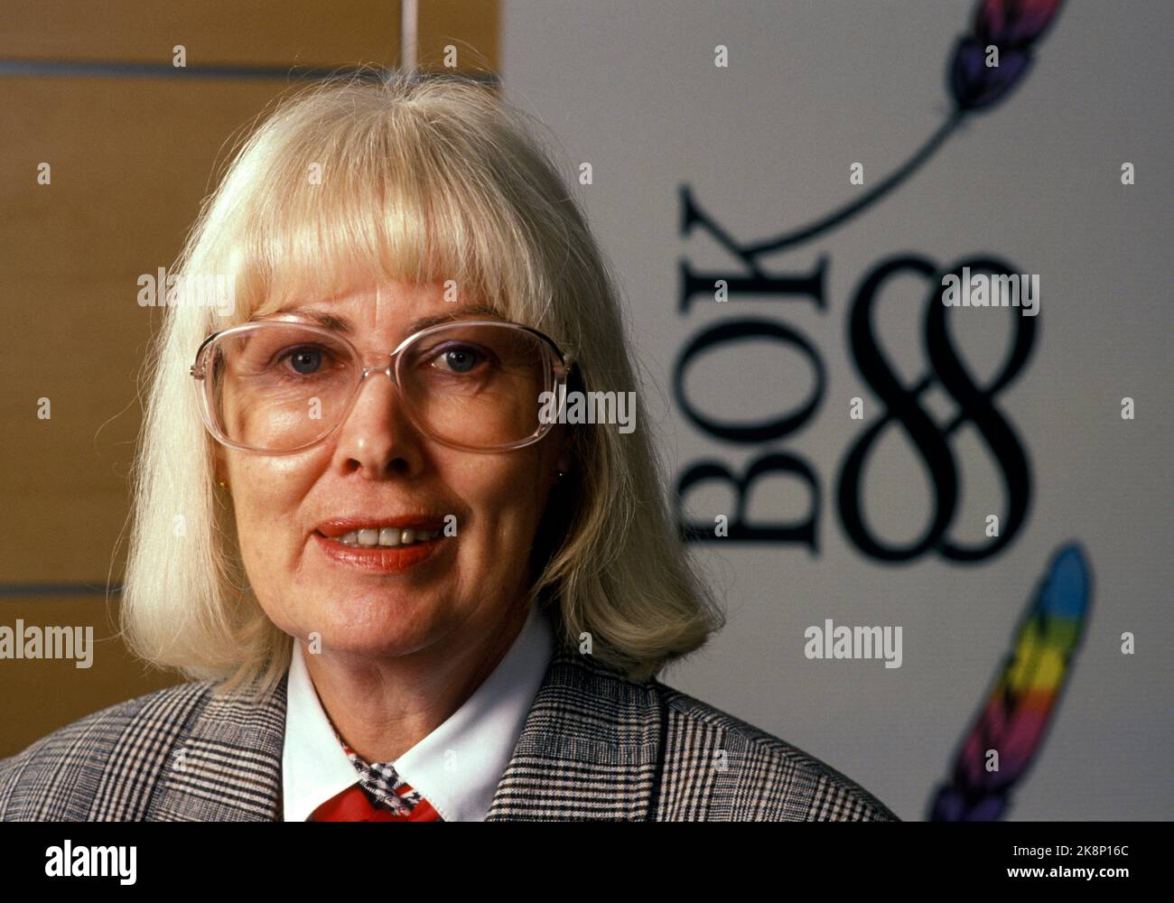 Oslo October 1988 author Anne Karin Elstad present at the Bok-88 fair ...