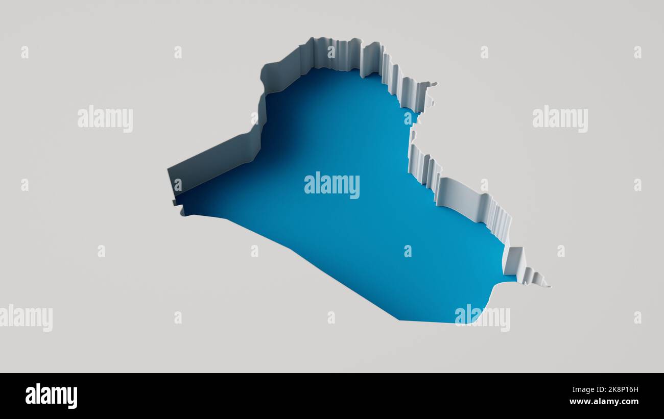 Iraq Map's 3d illustration 3d inner extrude map Sea Depth with inner ...
