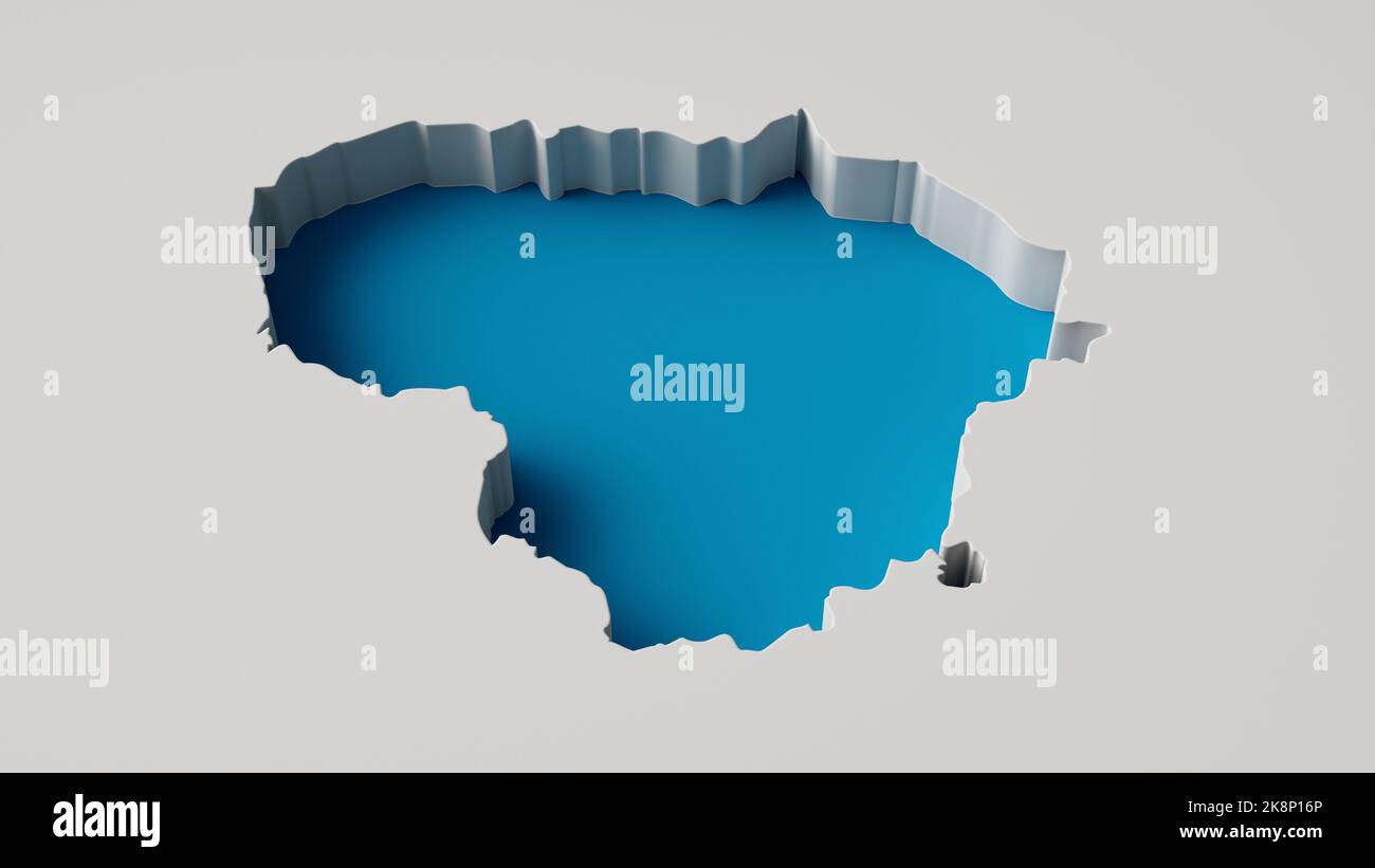 Country shape of Lithuania 3d illustration Map 3d inner extrude map Sea ...