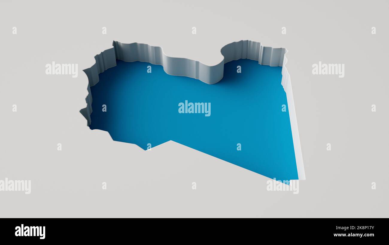 Libya Map's 3d illustration 3d inner extrude map Sea Depth with inner ...