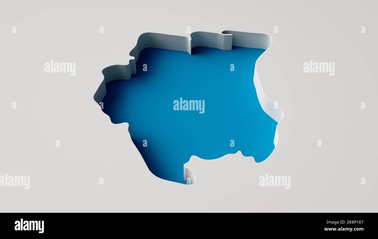 Country shape of Suriname 3d illustration Map 3d inner extrude map Sea ...