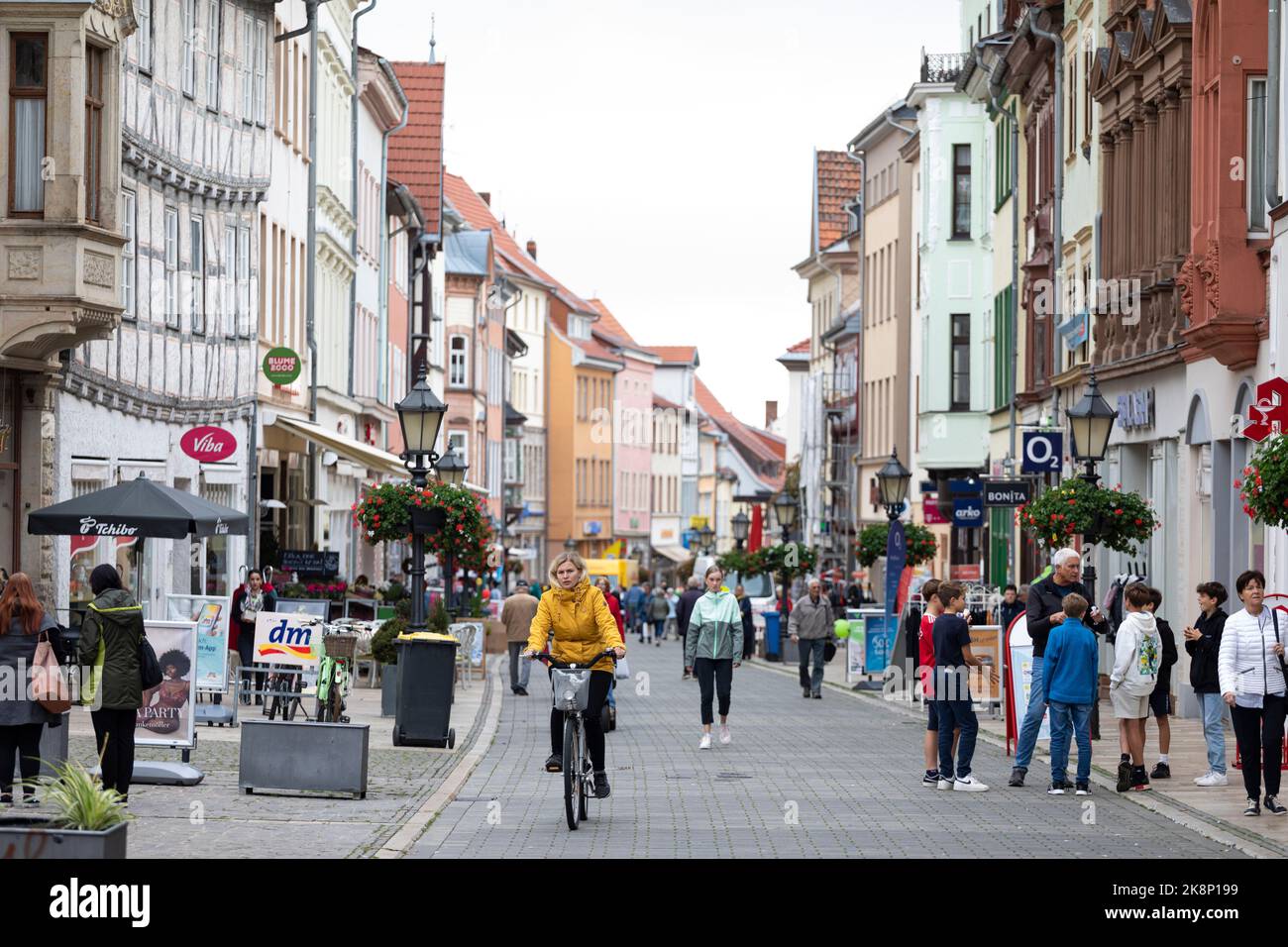 Shopping street in city center of Mühlhausen, Thuringia, Germany Stock ...