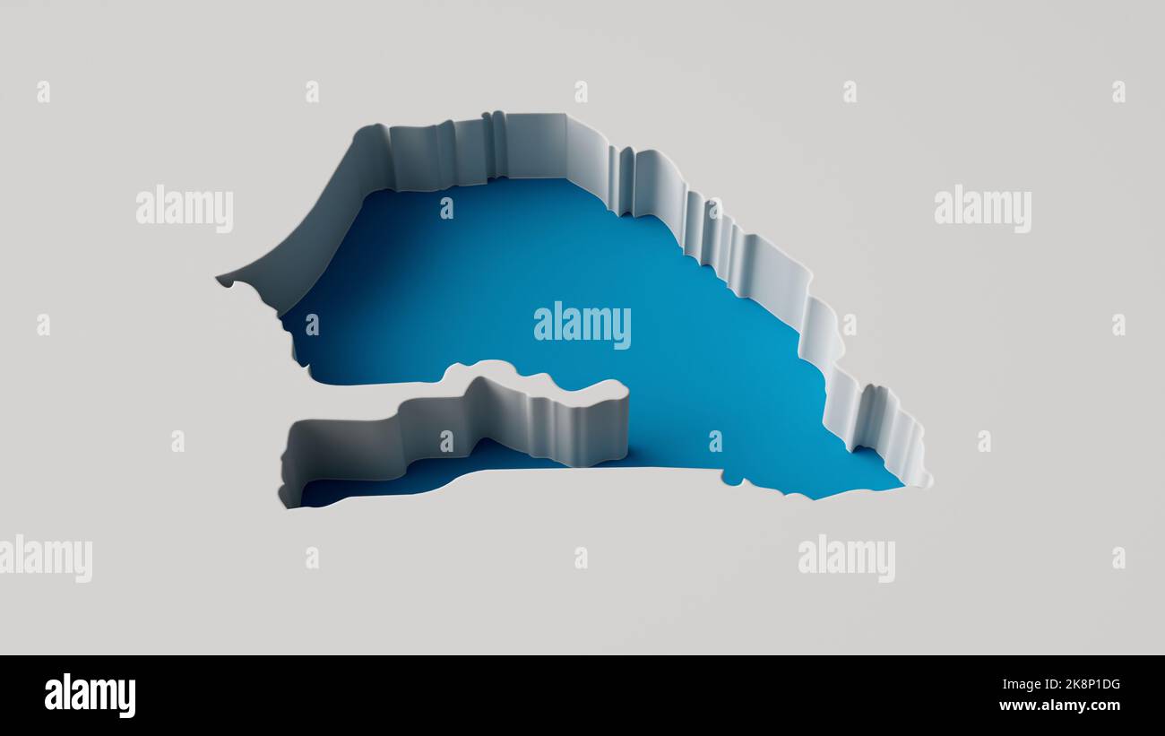 Country shape of Senegal 3d illustration Map 3d inner extrude map Sea ...