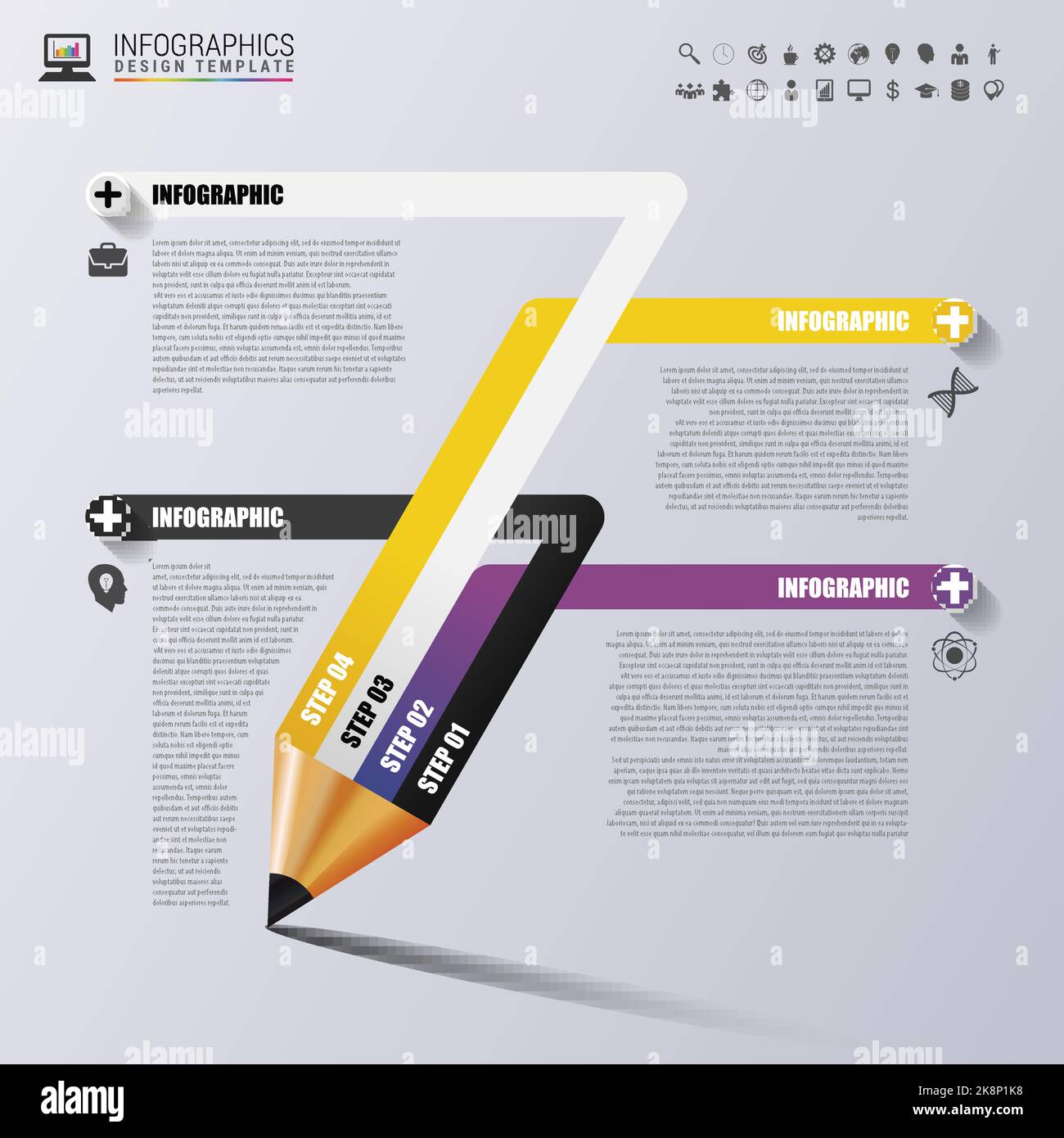 Education pencil. Infographics design template. Vector illustration ...