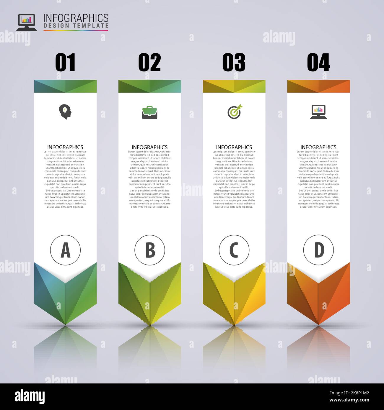 Arrow infographic template. Minimal colorful numbered banners. Can be use for diagram, graph ...