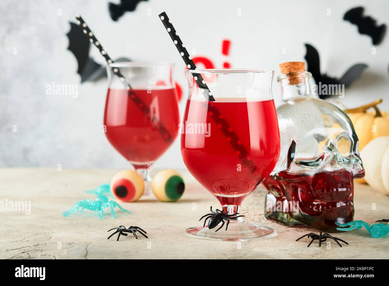 Halloween bloody cocktails. Two bloody cocktails glass goblets for ...