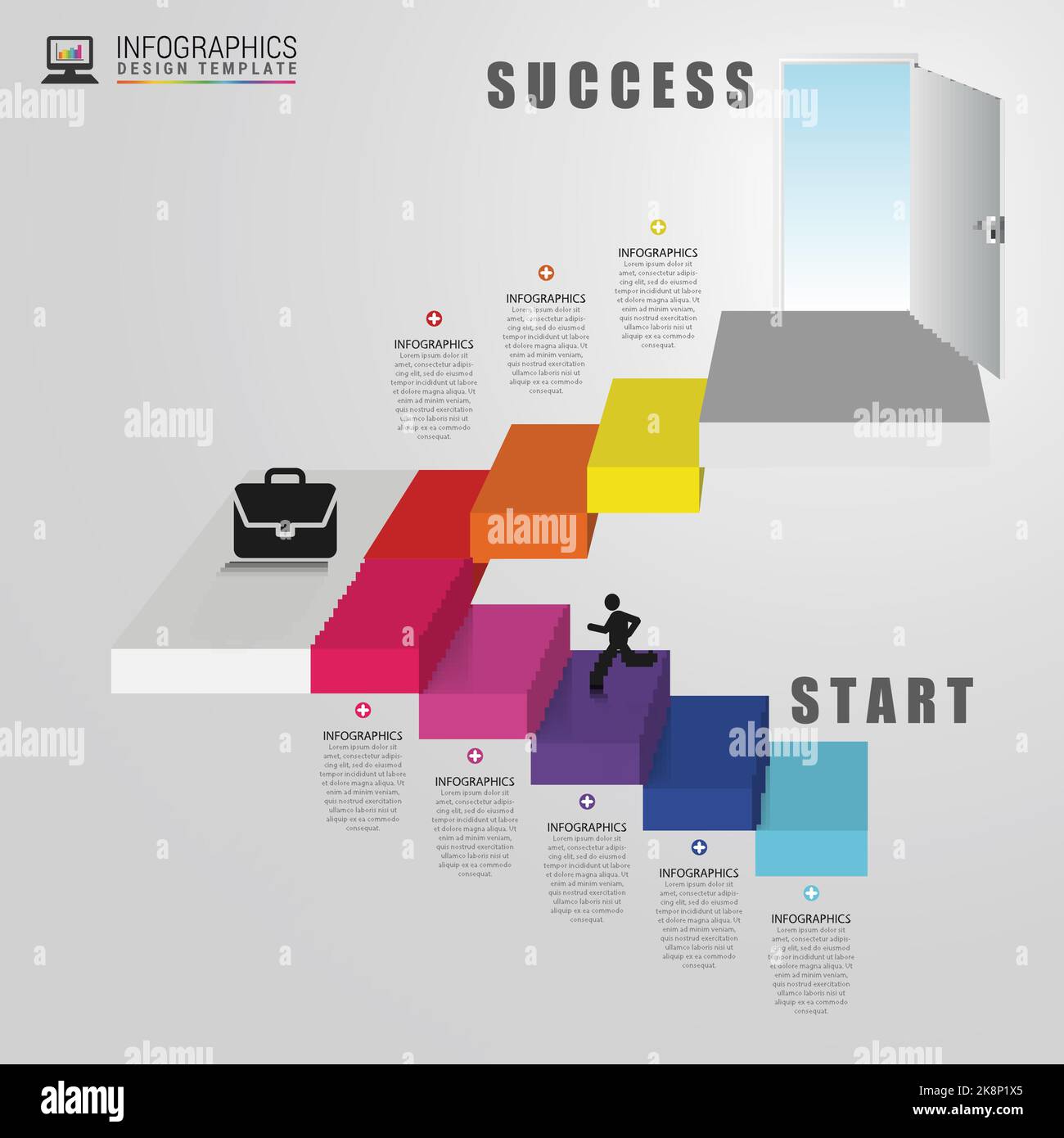 Abstract 3d stairs infographics or timeline template. Vector ...