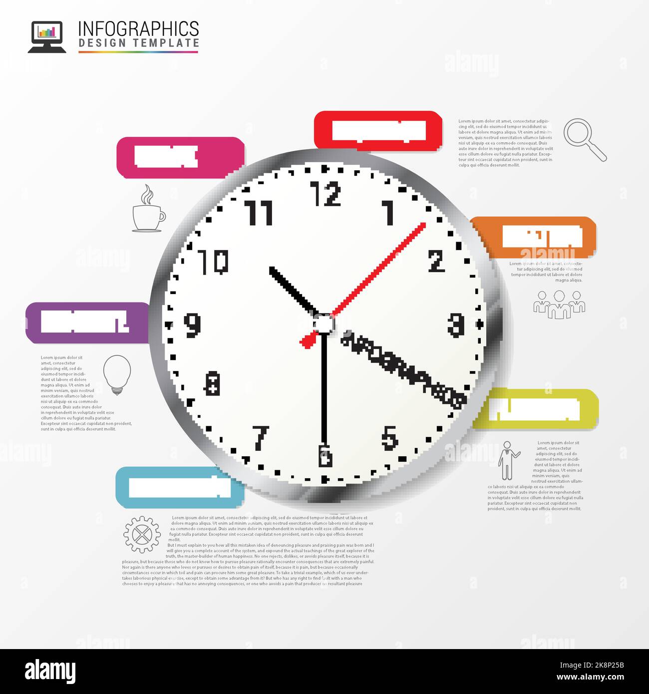 Modern work time management planning infographics. Vector illustration ...