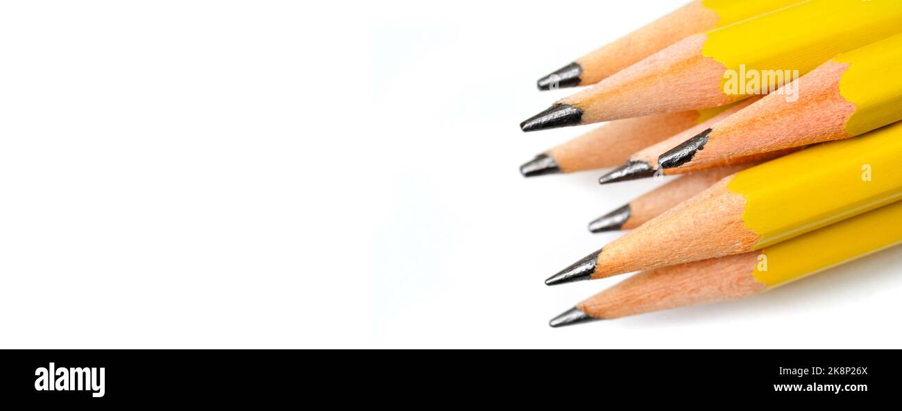 Closeup of several penciltips some new and used Stock Photo - Alamy