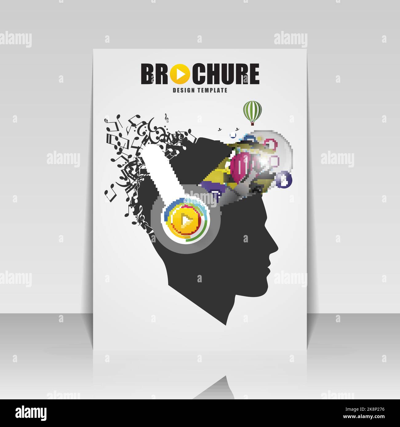 Music brochure cover design. Flyer, poster, booklet template. Vector ...