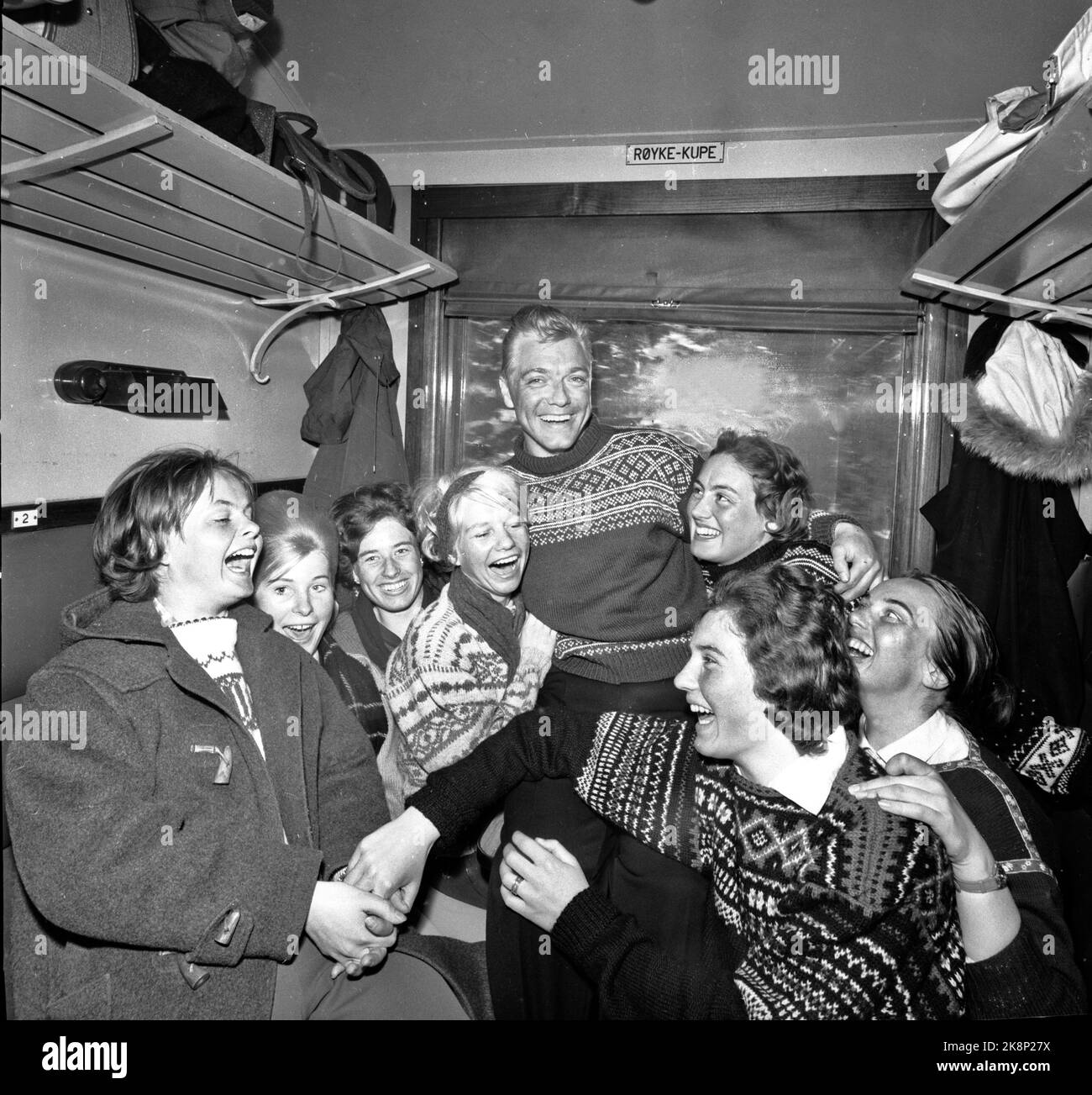 Easter 1962 cramped about the space on board the trains hi-res stock ...