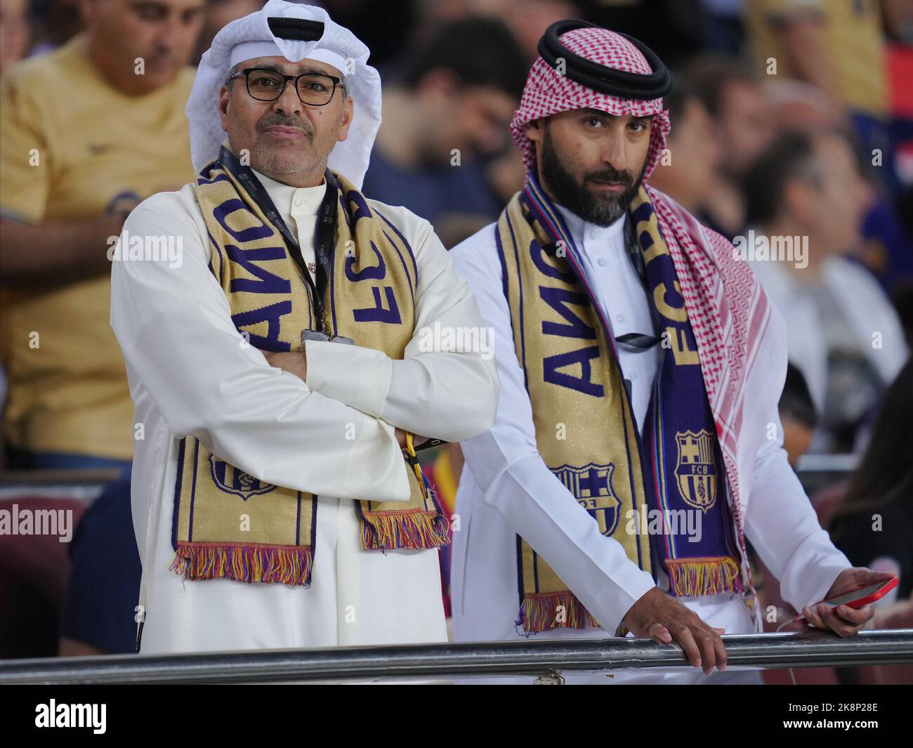 Barcelona, Spain. October 23, 2022, Qatari FC Barcelona fans during the ...