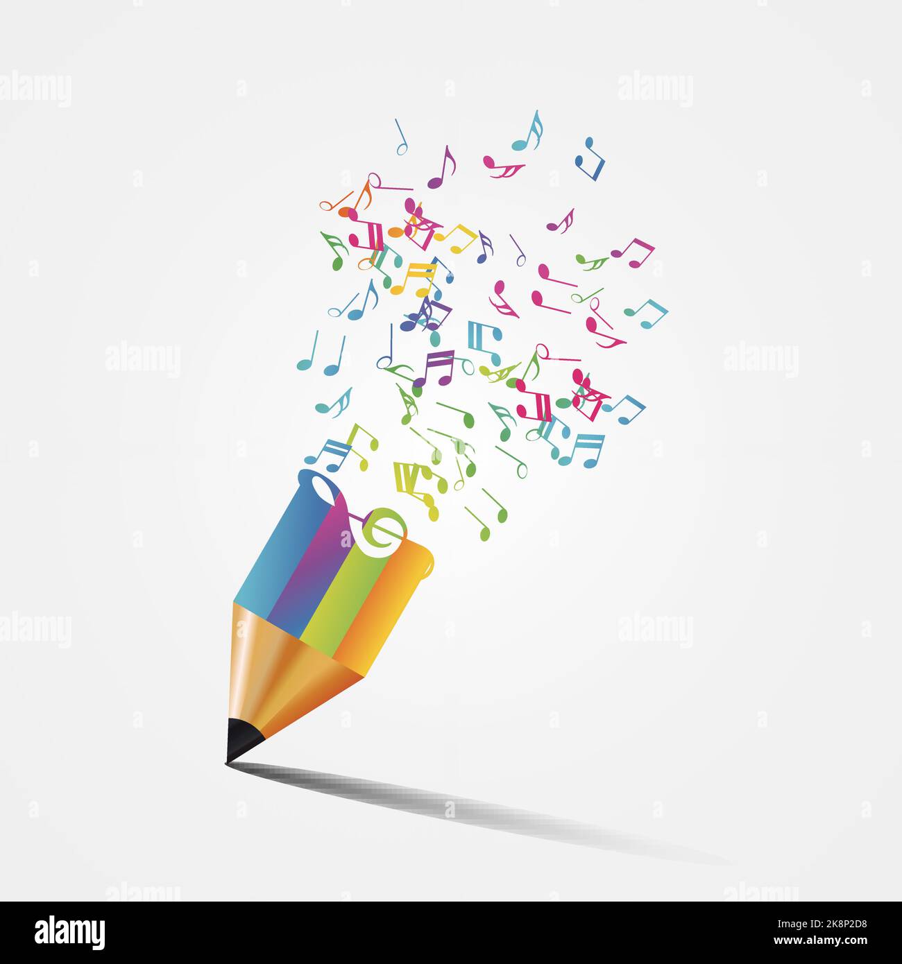 Creative colorful music pencil. Writing concept. Vector illustration ...
