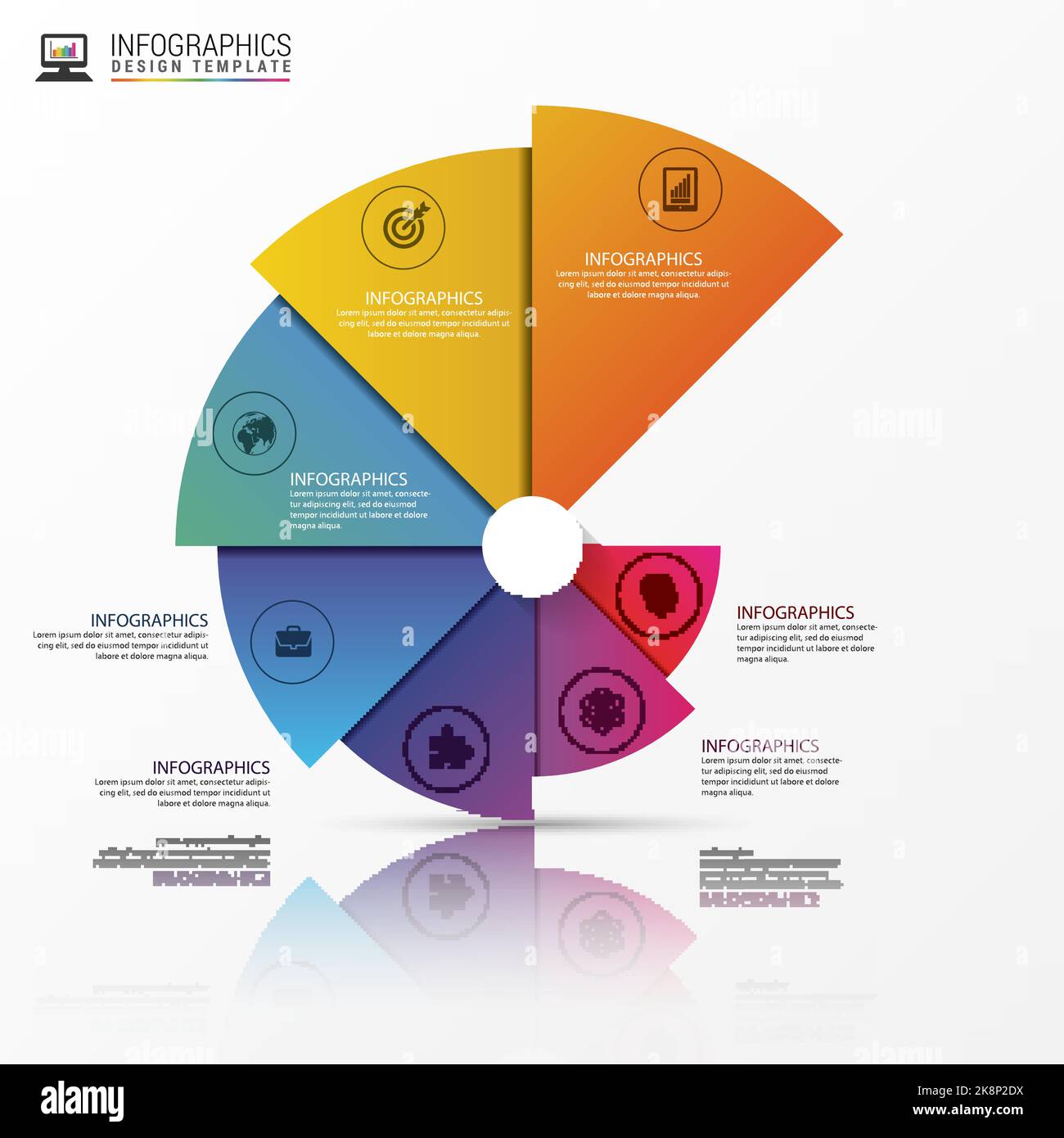 Modern infographics options banner. Spiral pie chart. Vector illustration. Can be used for web ...