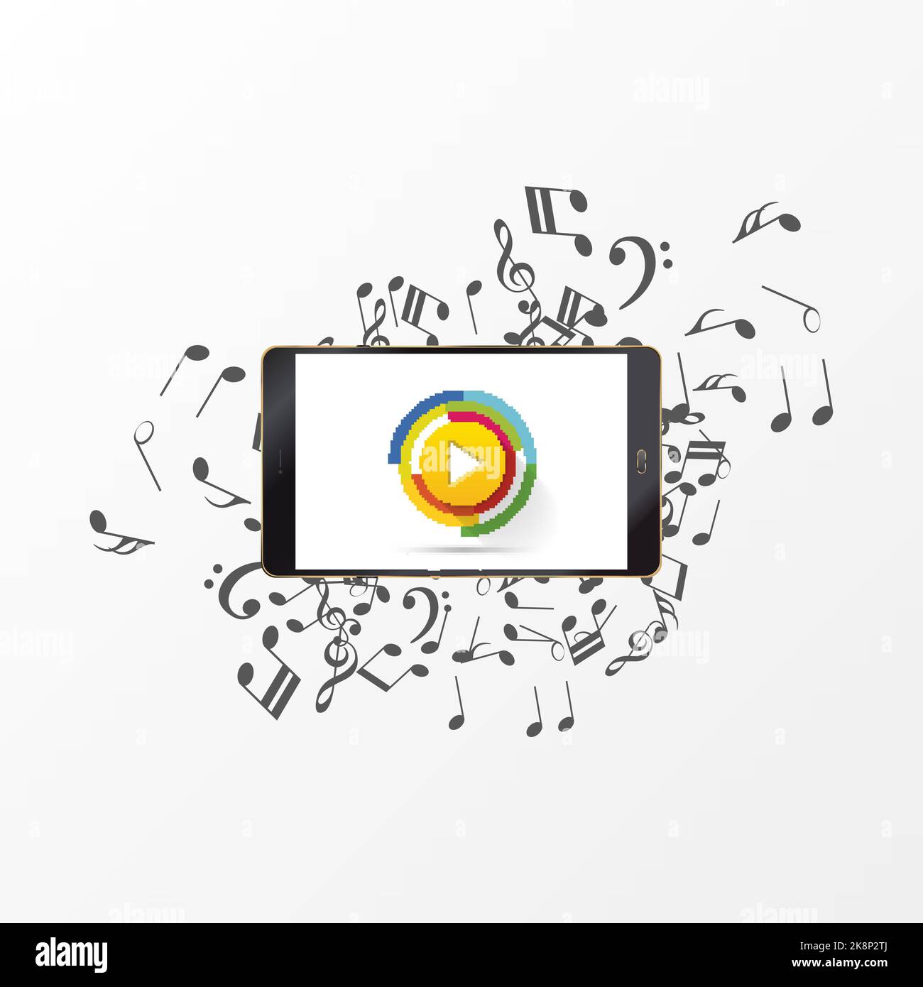Abstract music play button with note. Vector illustration Stock Vector ...