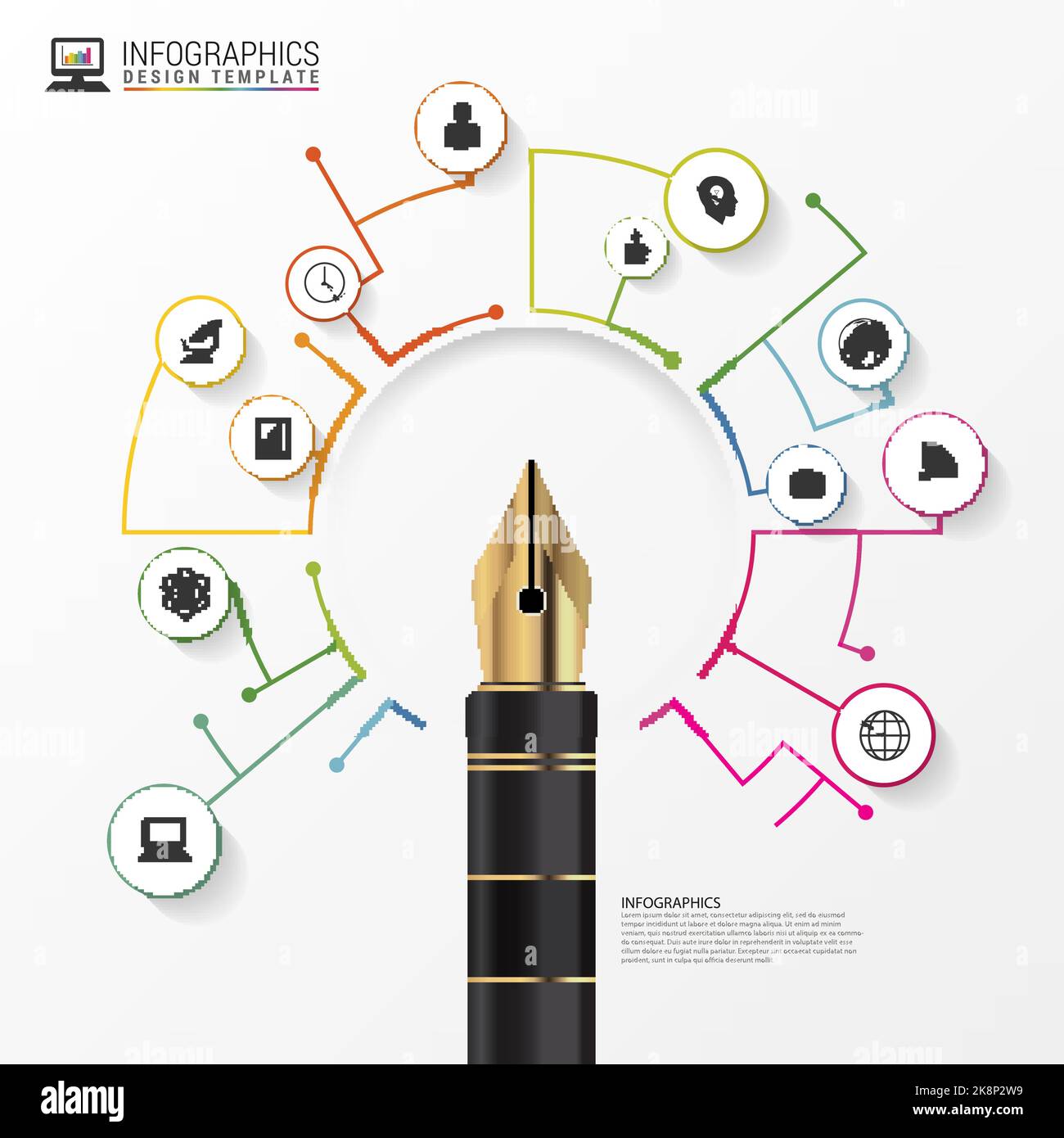 Infographics design template. Business Pen. Vector illustration Stock ...