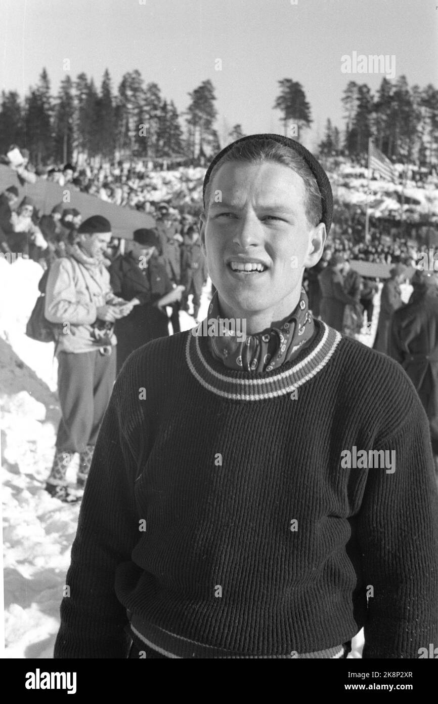 Holmenkollen, Oslo 19470302. Ski jumper Torbjørn Falkanger during the ...