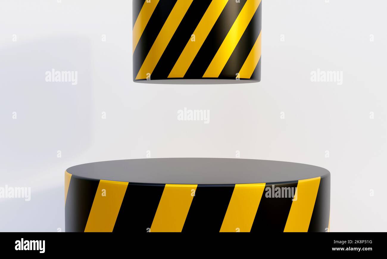 Hydraulic press close up isolated on white background. 3D Rendering ...