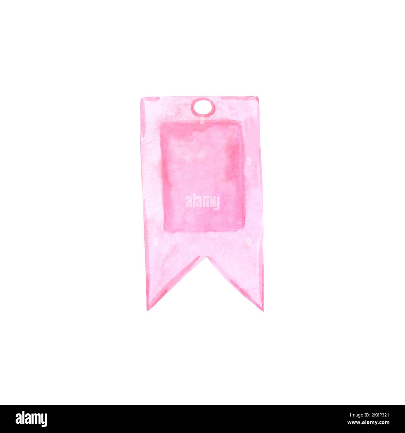 Handdrawn Watercolor pink tag. Scrapbook valentine design and ...
