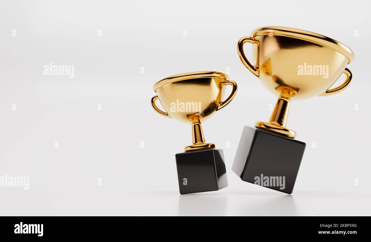 Gold winners trophy isolated on a plain background. competition award ...