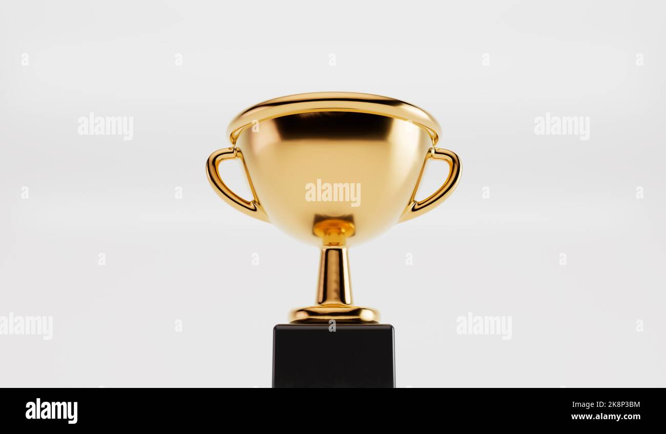 Gold winners trophy isolated on a plain background. competition award ...