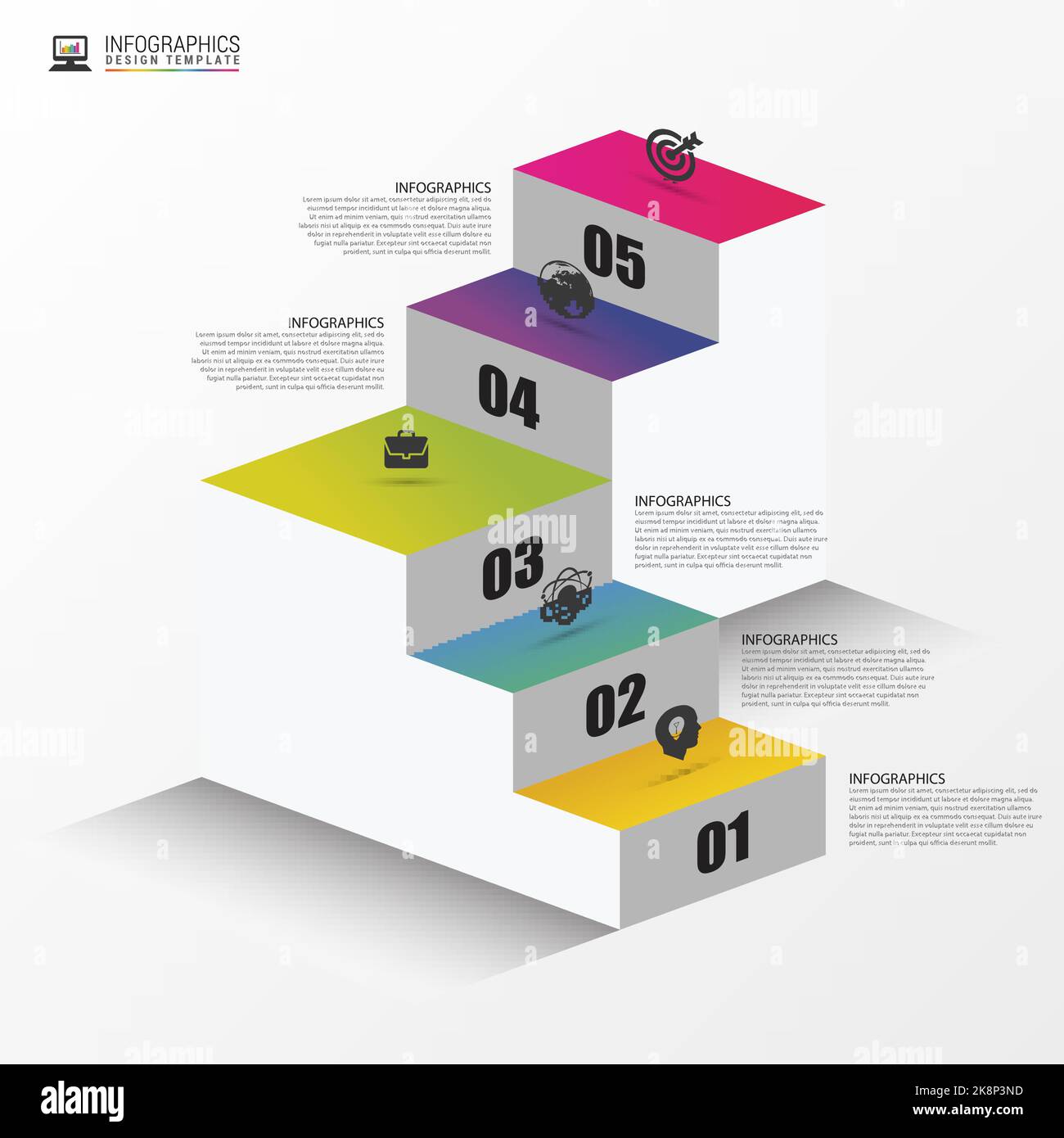 Abstract 3d stairs. Infographic or timeline template. Vector ...