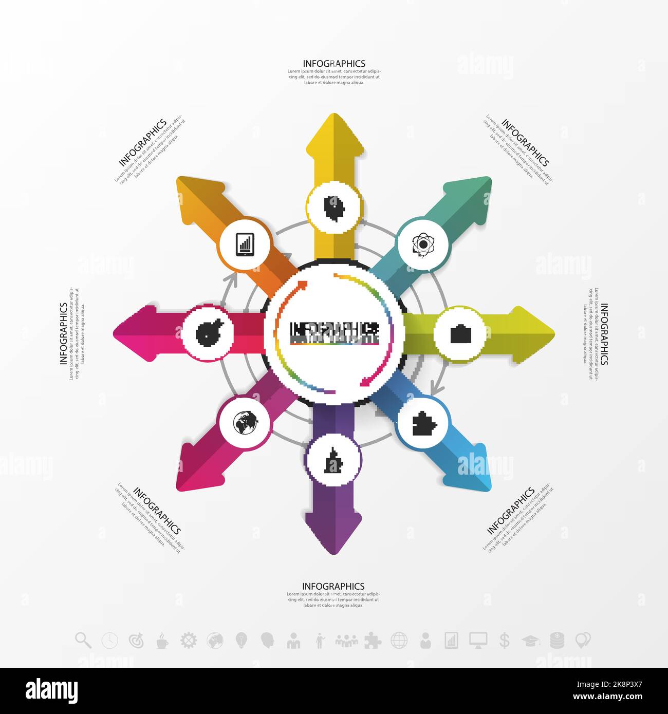 Template for cycling diagram, graph, presentation and round chart. Business concept. Vector ...